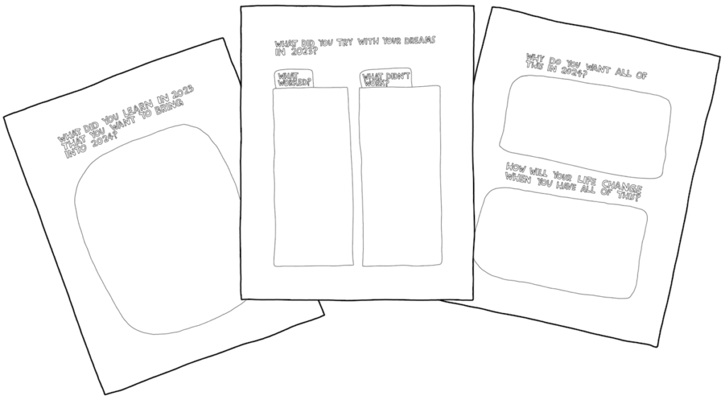 Goodbye 2023 Hello 2024! Guided Journal – Creative Dream Incubator